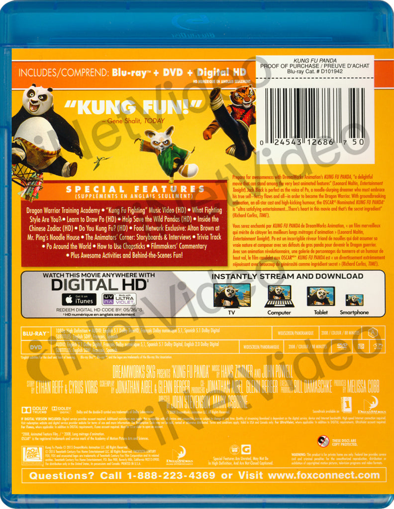 Kung Fu Panda (Blu-ray / DVD / Digital HD) (Blu-ray) (Bilingual) on Blu-Ray Movie