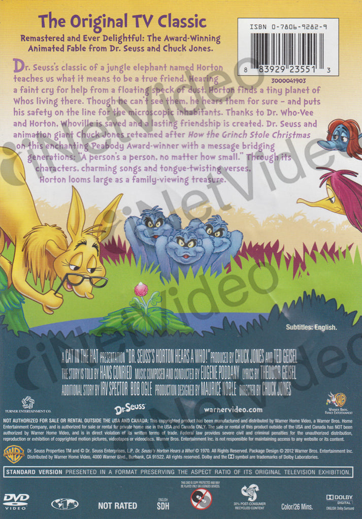 Dr. Seuss Horton Hears a Who (Original TV Classic) on DVD Movie