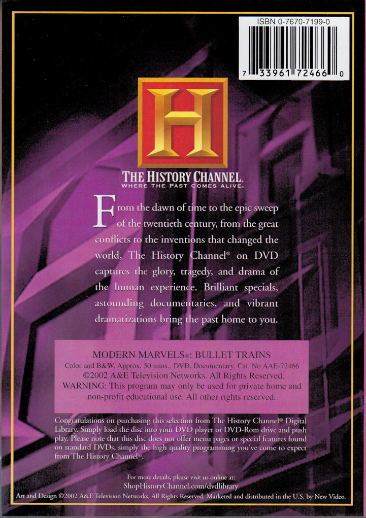 Modern Marvels - The Bullet Trains - The History Channel on DVD Movie