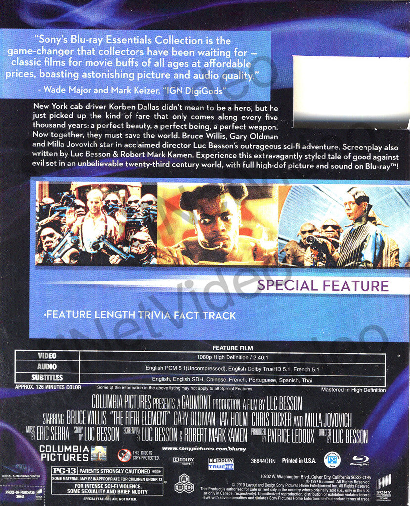 The Fifth Element (Blu-ray) on BLU-RAY Movie