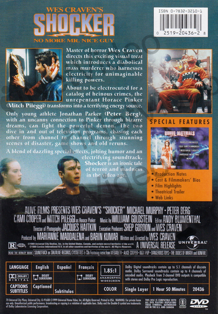 Shocker ( Widescreen ) on DVD Movie