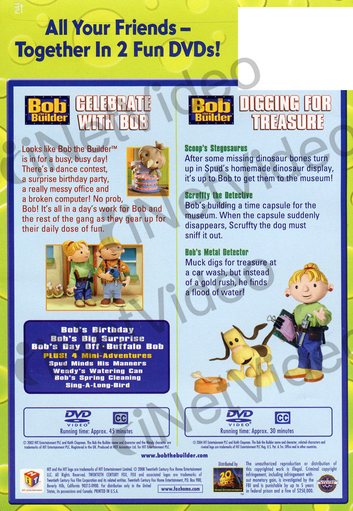 Bob The Builder - Celebrate With Bob/Digging For Treasure (Double Features) on DVD Movie