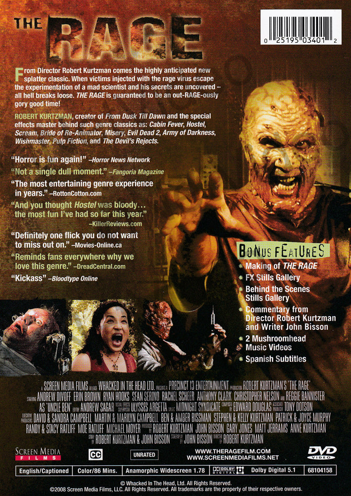 The Rage (Unrated Director's Cut) on DVD Movie