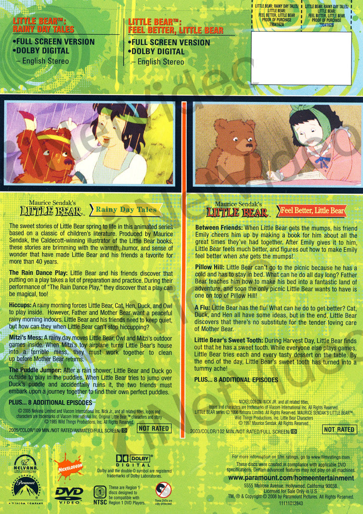 Little Bear - Rainy Day Tales/Feel Better, Little Bear (Double Feature ...