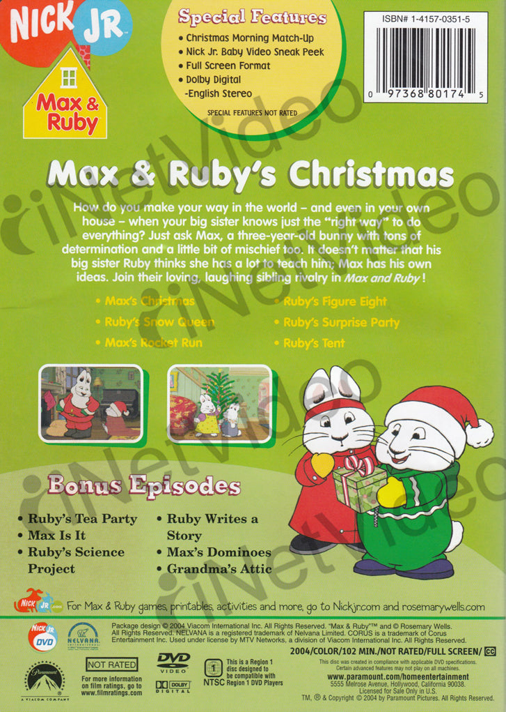 Max And Ruby - Max And Ruby's Christmas on DVD Movie