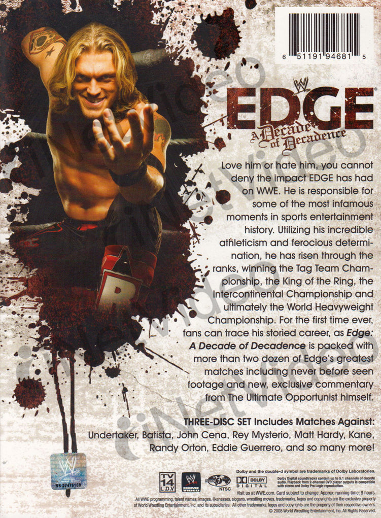 WWE - Edge - A Decade of Decadence (Boxset) on DVD Movie