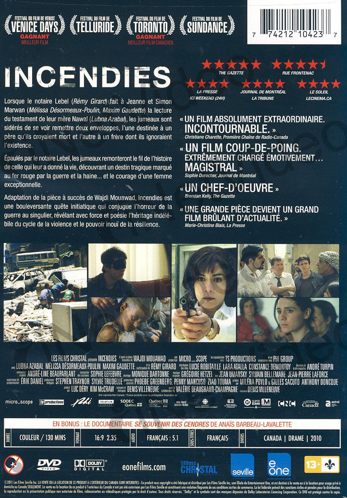 Incendies (French) on DVD Movie