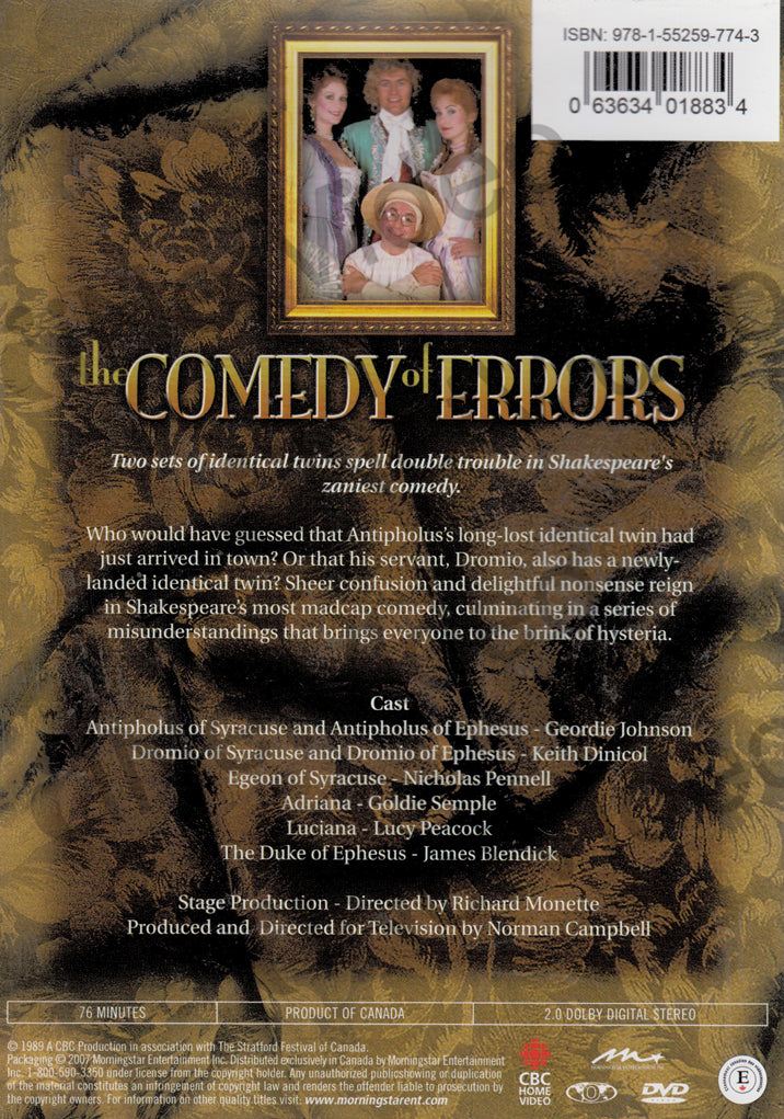 The Comedy Of Errors - Stratford Collection on DVD Movie