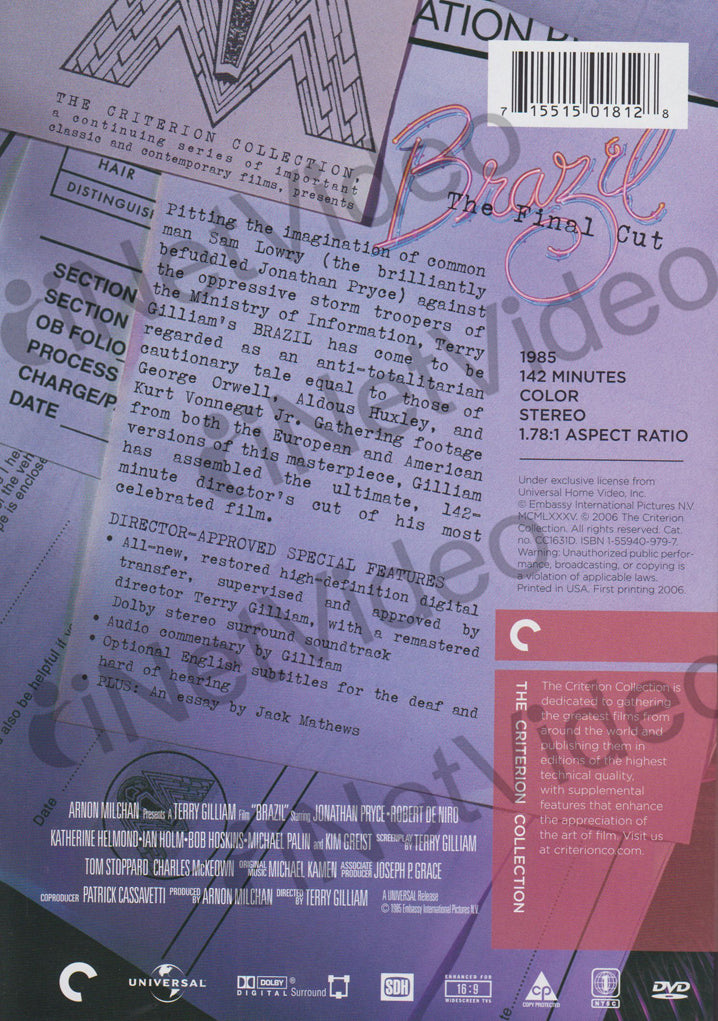 Brazil (The Criterion Collection) on DVD Movie