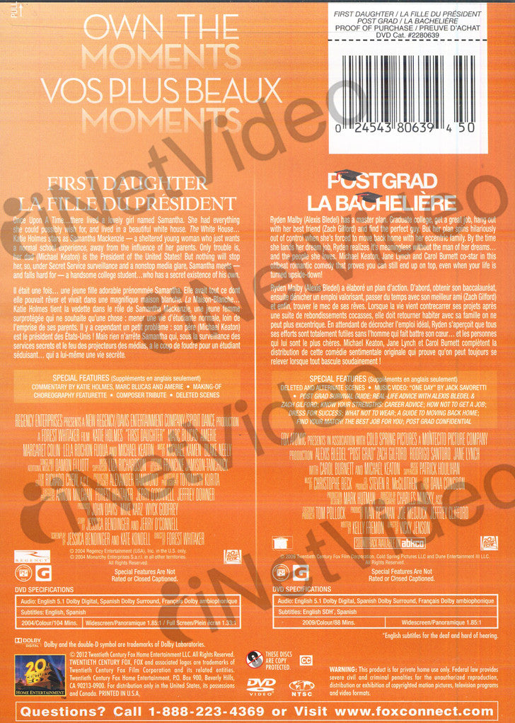 First Daughter (La Fille du President) / Post Grad (La Bacheliere) on ...