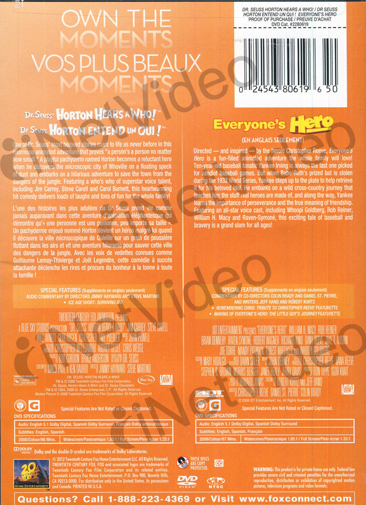 Horton Hears a Who / Everyone's Hero (Bilingual) on DVD Movie