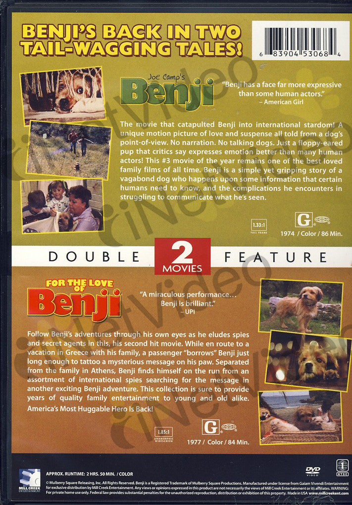Benji - The Original Family Favorite / For the Love of Benji on DVD Movie