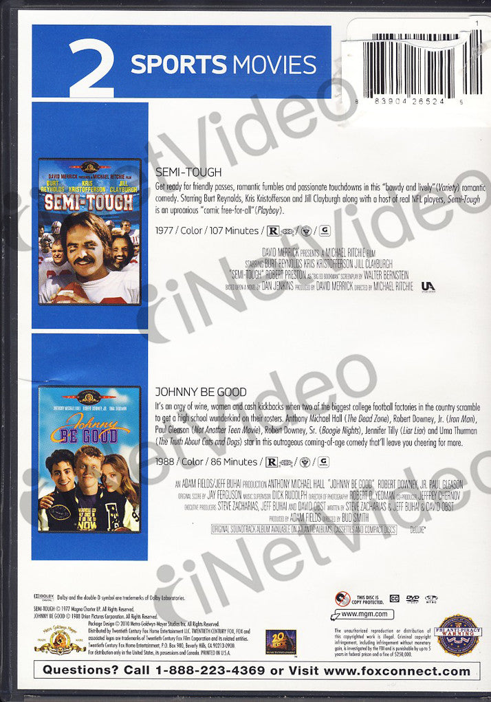 MGM 2 Sports Movies - Semi-Tough/ Johnny Be Good on DVD Movie