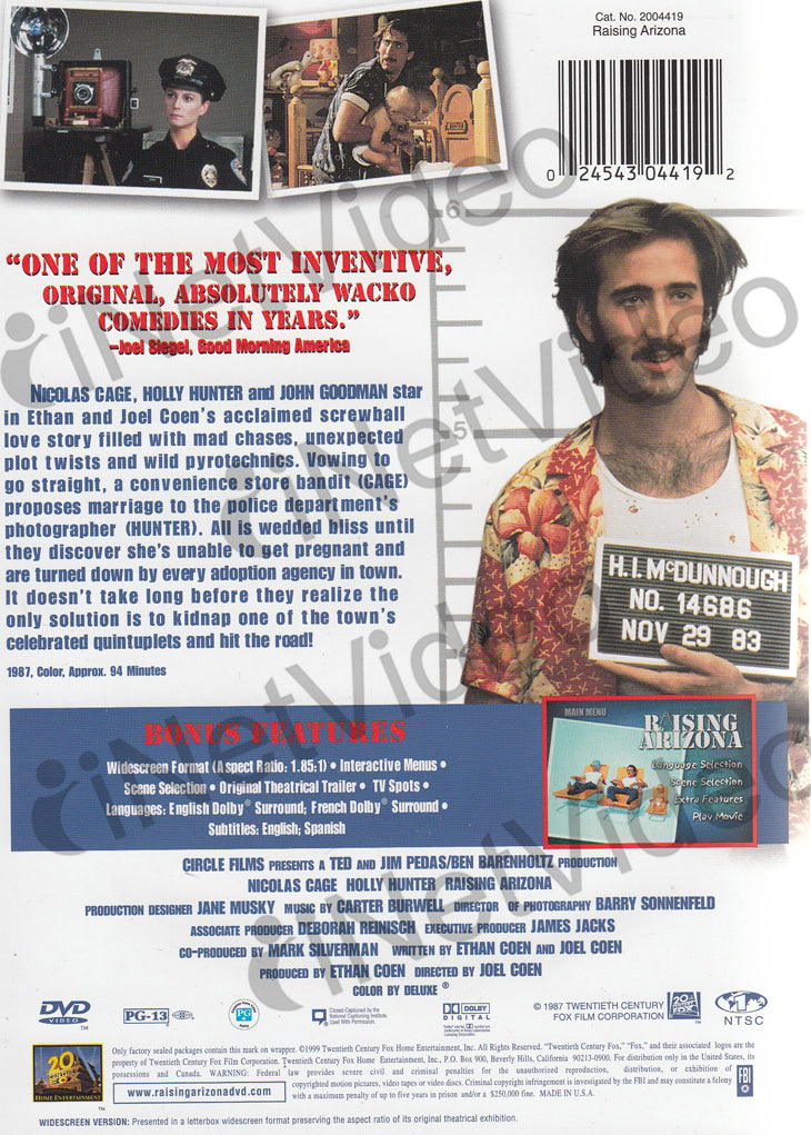 Raising Arizona on DVD Movie
