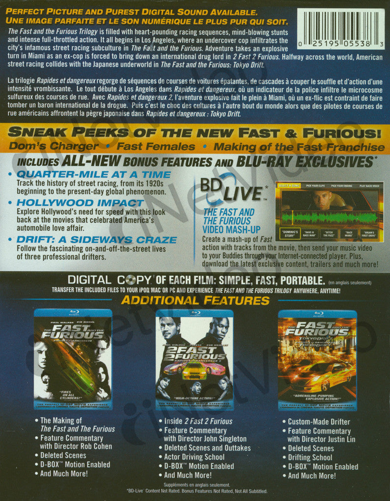The Fast and the Furious Trilogy (Blu-ray)(Boxset) (Bilingual) on BLU ...