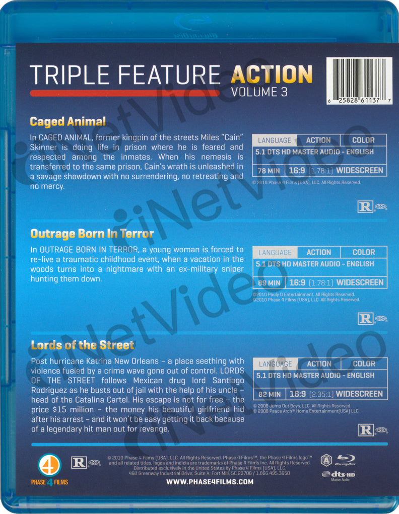 Triple Feature : Action - Vol. 3 (Caged Animal, Outrage, Lords Of The ...