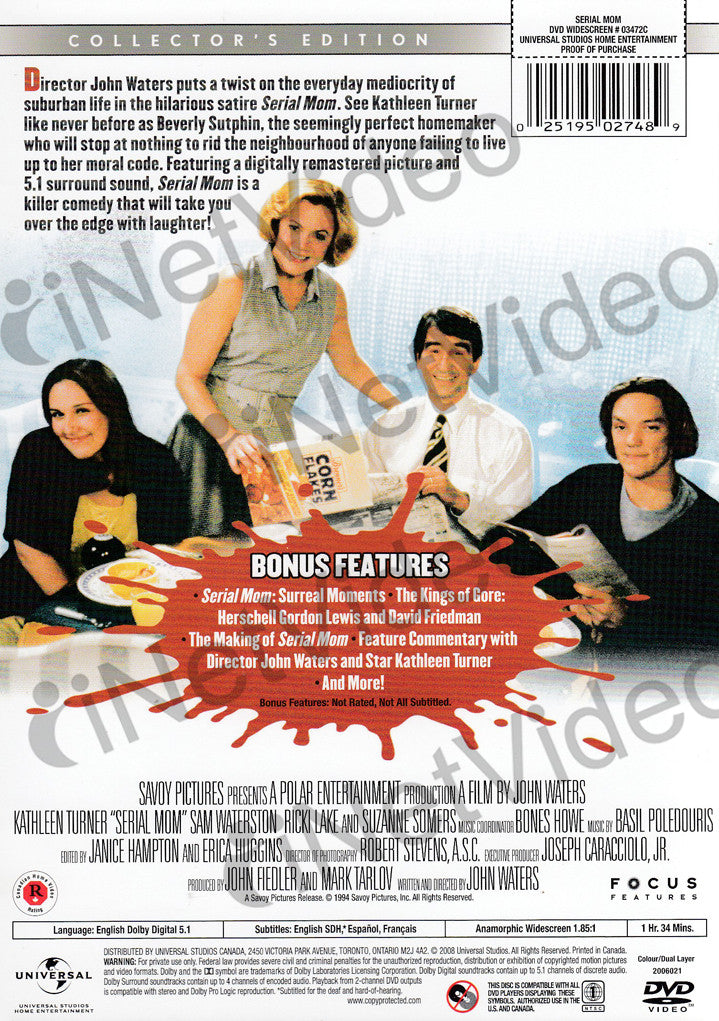 Serial Mom (Collector's Edition) on DVD Movie
