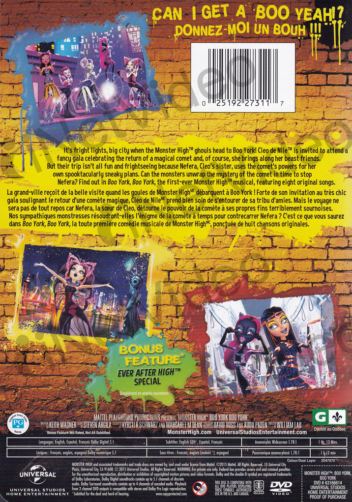 Monster High: Boo York Boo York (Bilingual) on DVD Movie