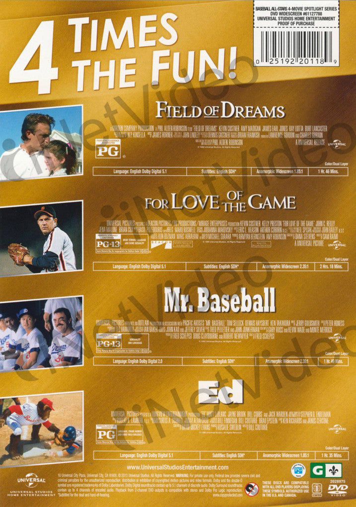Baseball All-Stars 4-Movie Spotlight Series on DVD Movie