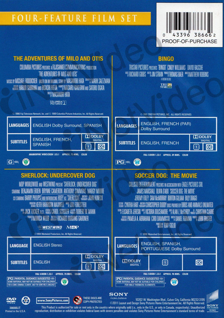 The Adventures of Milo and Otis / Bingo / Sherlock: Undercover Dog ...