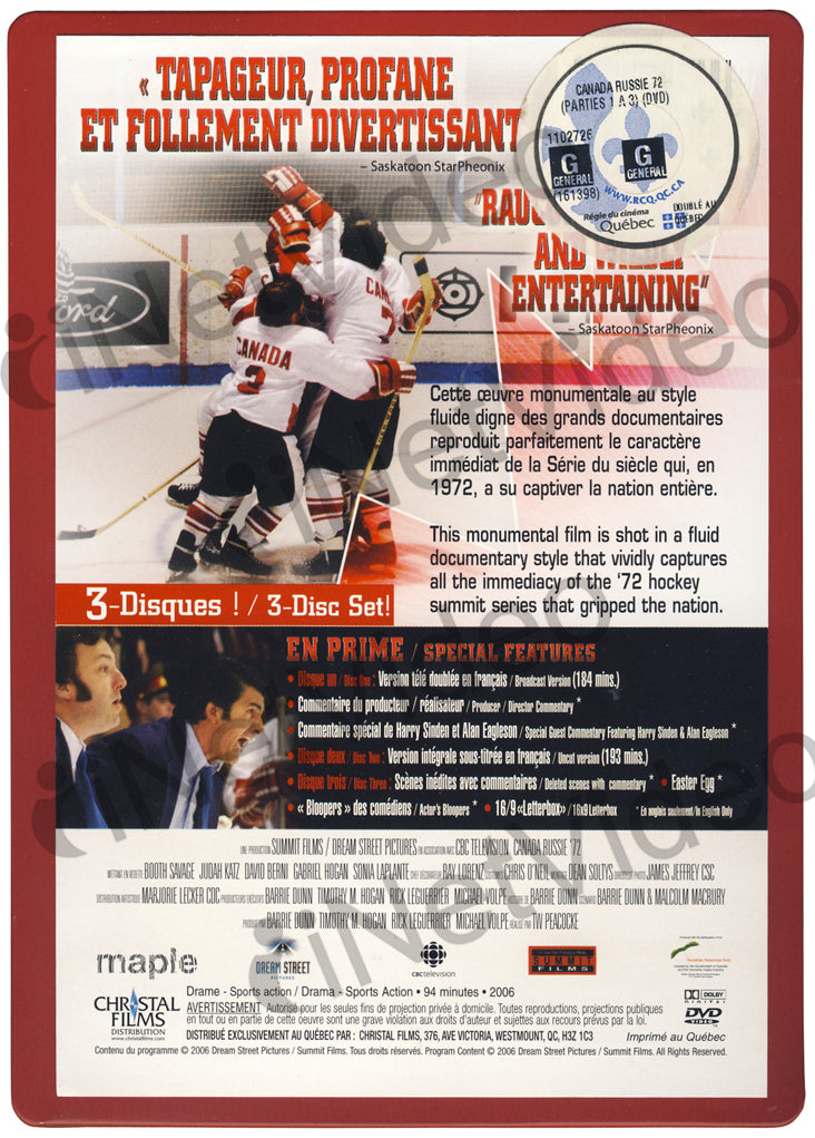 Canada Russia72 (3-Disc Set) (Tin) (Boxset) (Bilingual) on DVD Movie