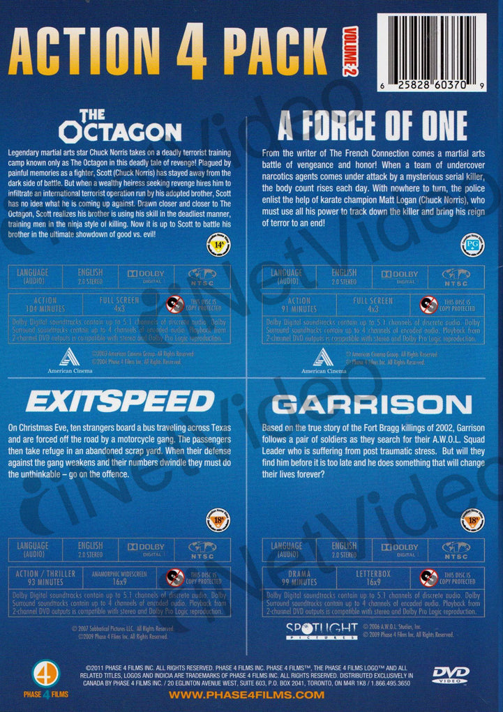 Action 4 Pack - Volume 2 (The Octagon / A Force Of One / Exit Speed ...