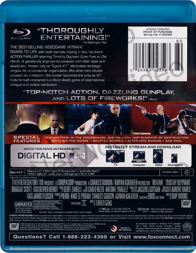Hitman - Unrated (Blu-ray + Digital HD) (Blu-ray) on BLU-RAY Movie