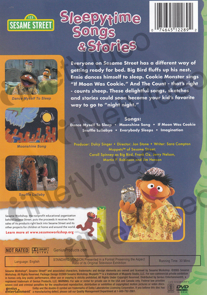 Sesame Street Sleepytime Songs And Stories Vhs