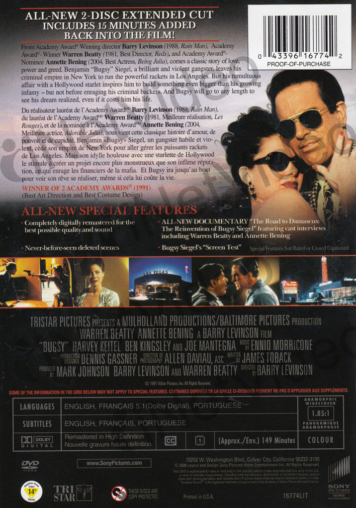 Bugsy (Two Disc Extended Cut) (Bilingual) on DVD Movie