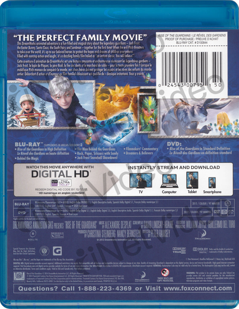 Rise Of The Guardians Blu Ray Cover