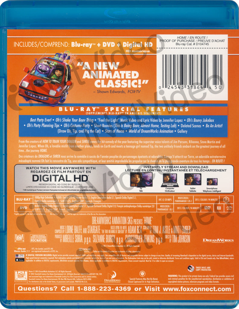 Home (Blu-ray / DVD / Digital HD) (Blu-ray) (Bilingual) on BLU-RAY Movie