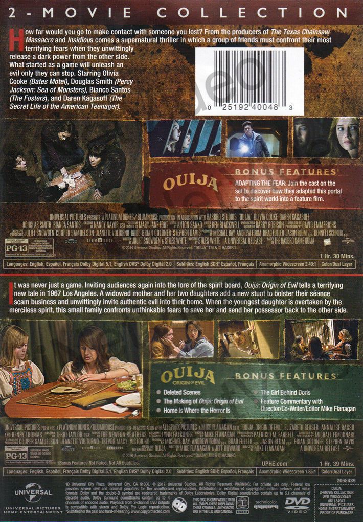 Ouija / Ouija: Origin Of Evil (2-Movie Collection) on DVD Movie
