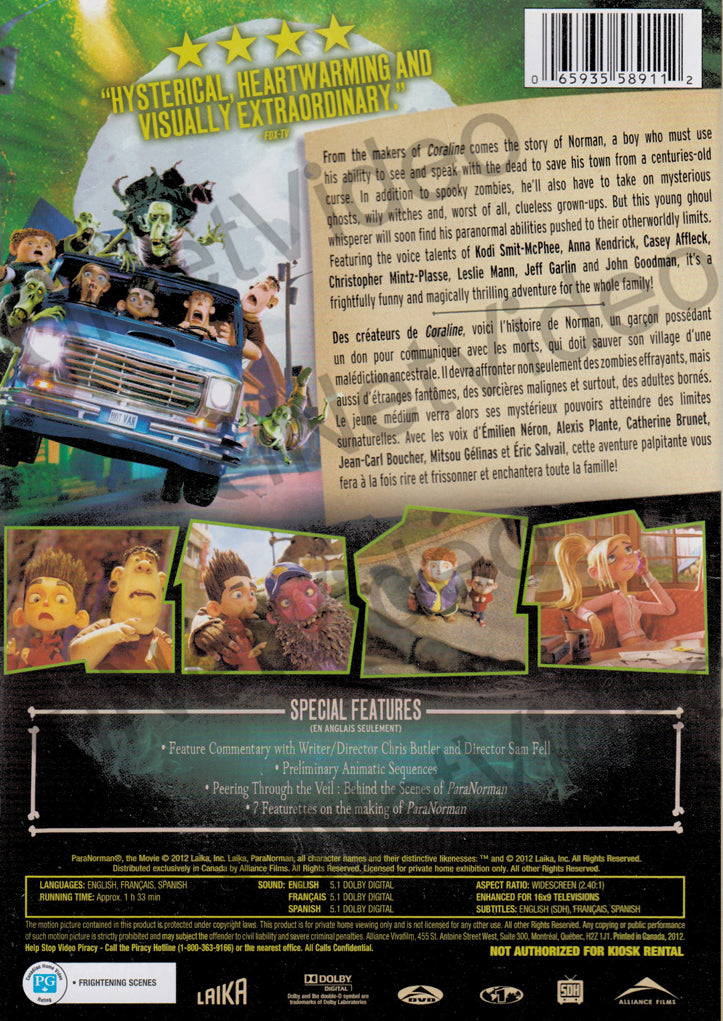 ParaNorman (Bilingual) on DVD Movie