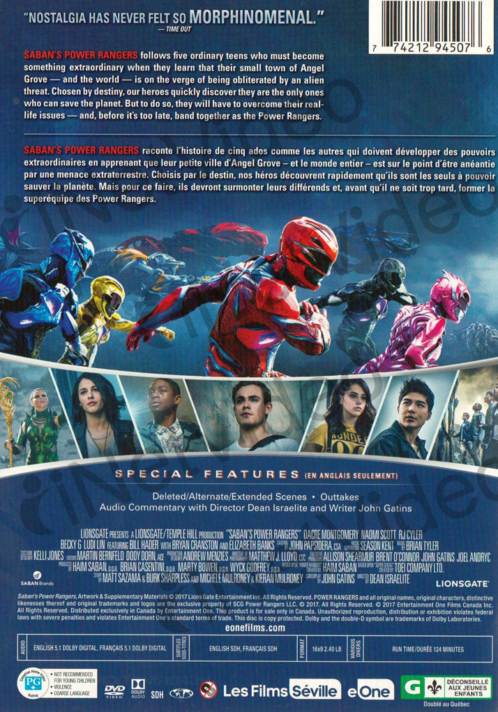Saban's Power Rangers (Bilingual) on DVD Movie