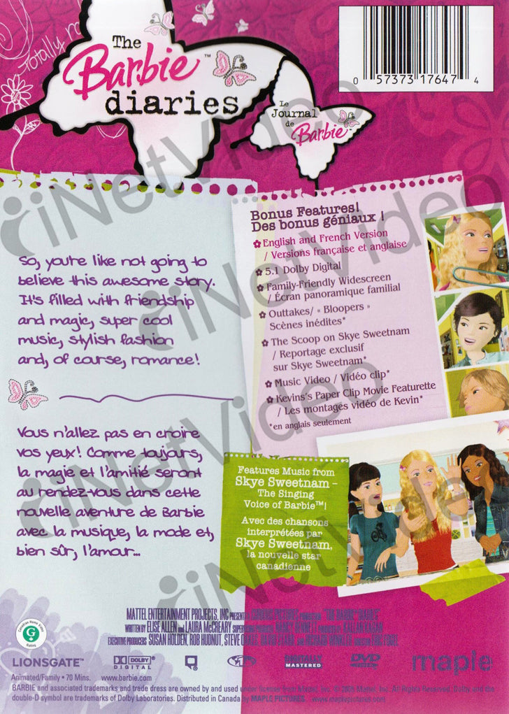 The Barbie Diaries (Bilingual) on DVD Movie