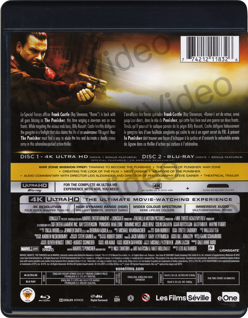 Punisher: War Zone (4K Ultra HD + Blu-ray) (Blu-ray) (Bilingual) on BLU-RAY Movie
