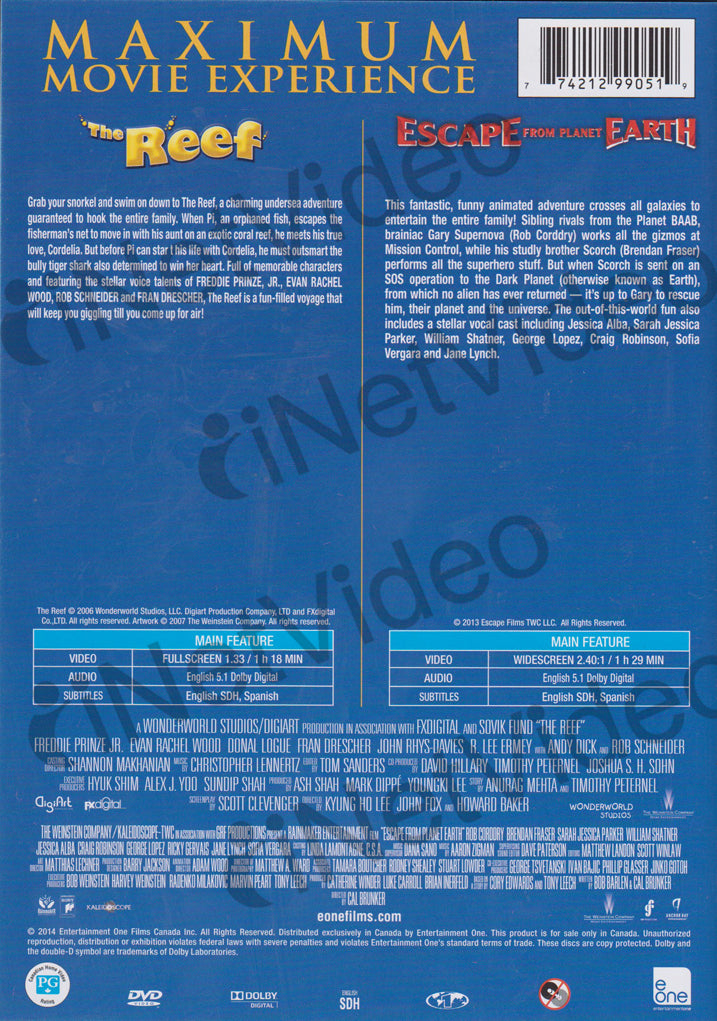 The Reef / Escape From Planet Earth (2-Film Collection) on DVD Movie
