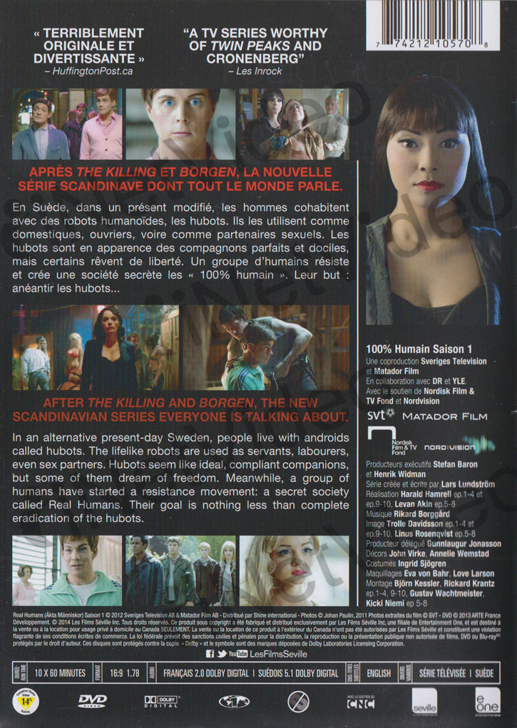 Real Humans / 100% Humain: Season 1 (Bilingual) on DVD Movie