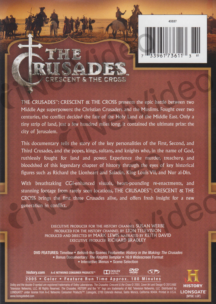 The Crusades - Crescent & The Cross on DVD Movie