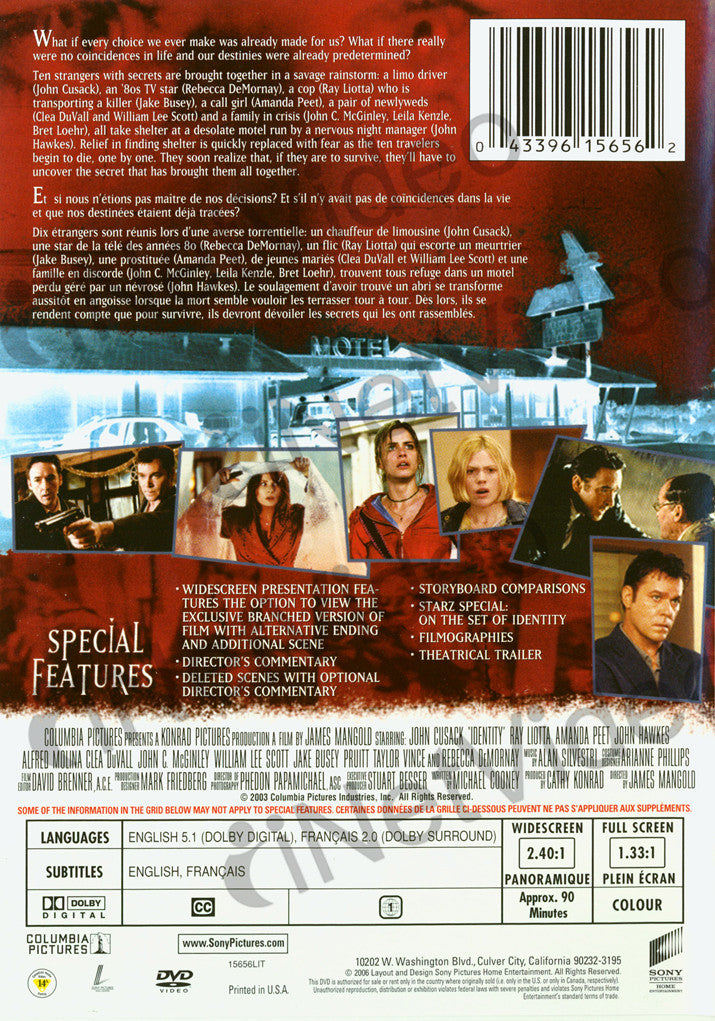 Identity (Special Edition) (Fullscreen/Widescreen) (Bilingual) on DVD Movie