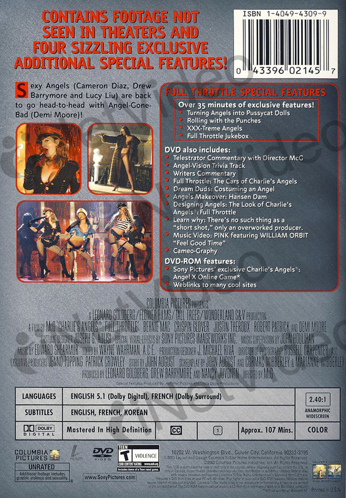 Charlie s Angels - Full Throttle (Unrated Widescreen Edition) on DVD Movie