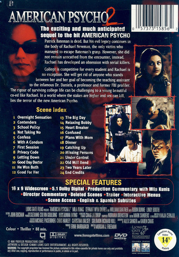 American Psycho 2 (CA Version) on DVD Movie
