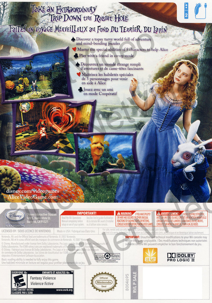 Alice in Wonderland (NINTENDO WII) on NINTENDO WII Game
