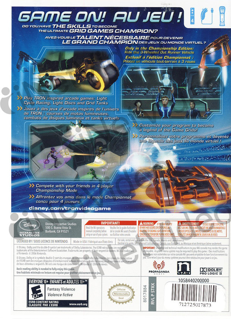 TRON: Evolution - Battle Grids (NINTENDO WII) on NINTENDO WII Game